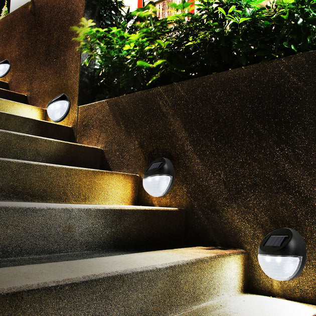 Utmark 8 Pack Round Solar LED Solar Fence Lights Outdoor Lighting Path ...